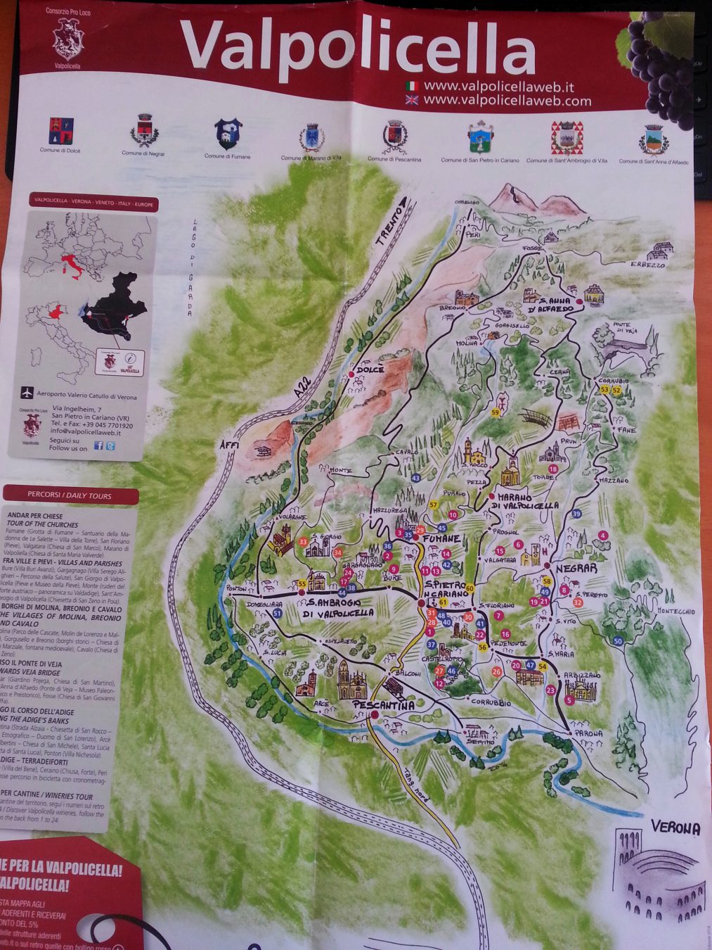 Valpolicella tourist wine map - Italy Beyond The Obvious